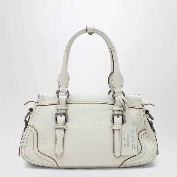 Prada Large Shopping Bag In Talc-colored Leather