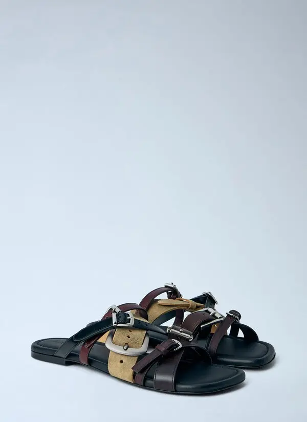 Acne Studios Leather Belts Strap Sandals - Brown