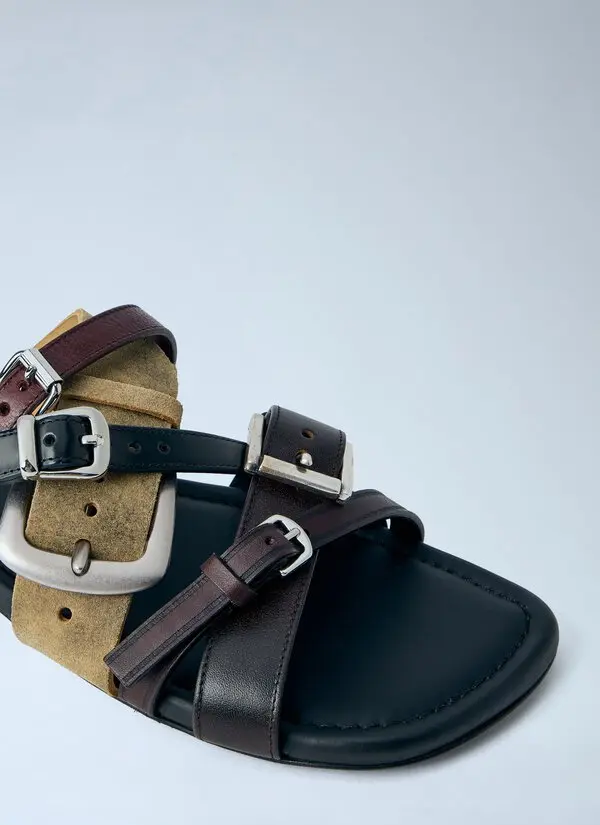 Acne Studios Leather Belts Strap Sandals - Brown