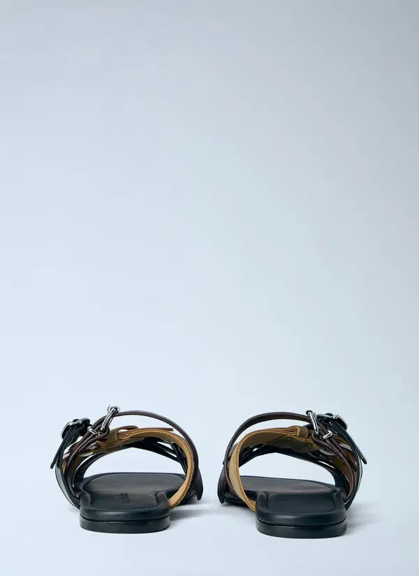 Acne Studios Leather Belts Strap Sandals - Brown