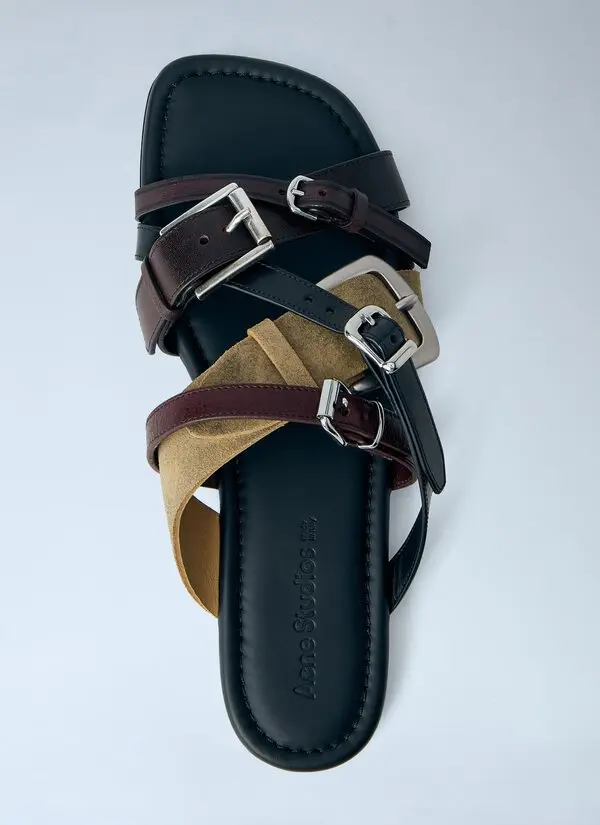 Acne Studios Leather Belts Strap Sandals - Brown