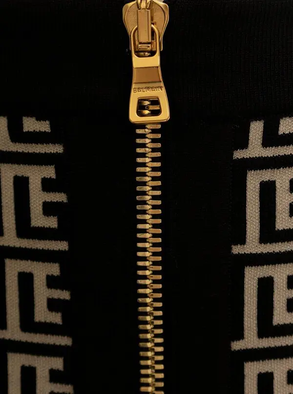 Balmain Woman's Monogram Wool Pencil Skirt With Zip