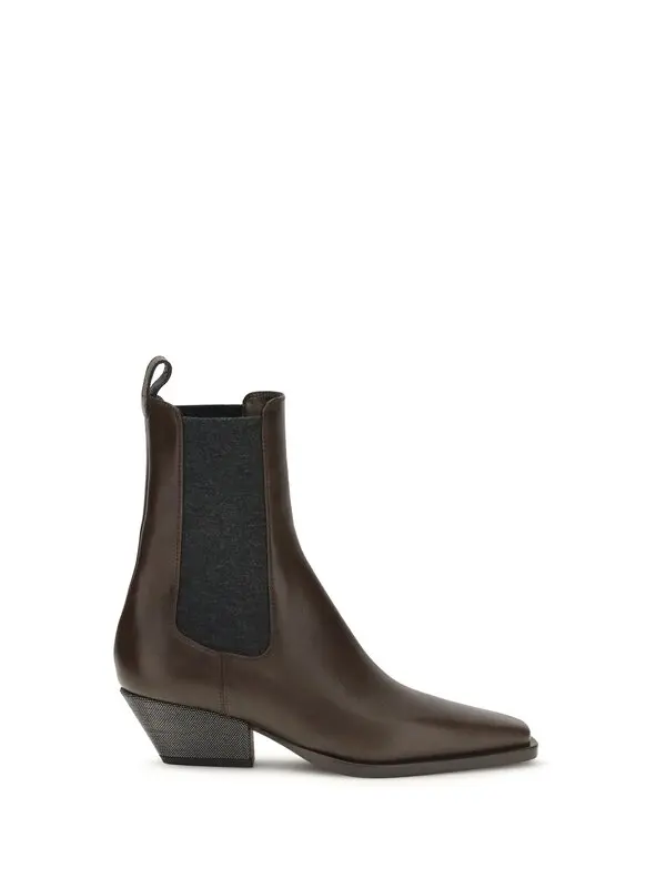 Brunello Cucinelli Leather Ankle Boots - Brown
