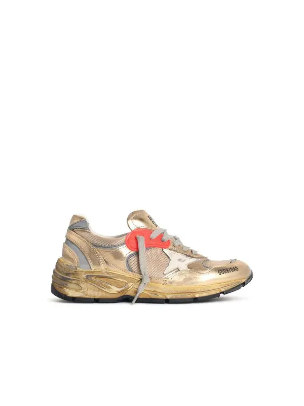 GOLDEN GOOSE Running Dad Laminated Leather Blend Sneakers - Gold