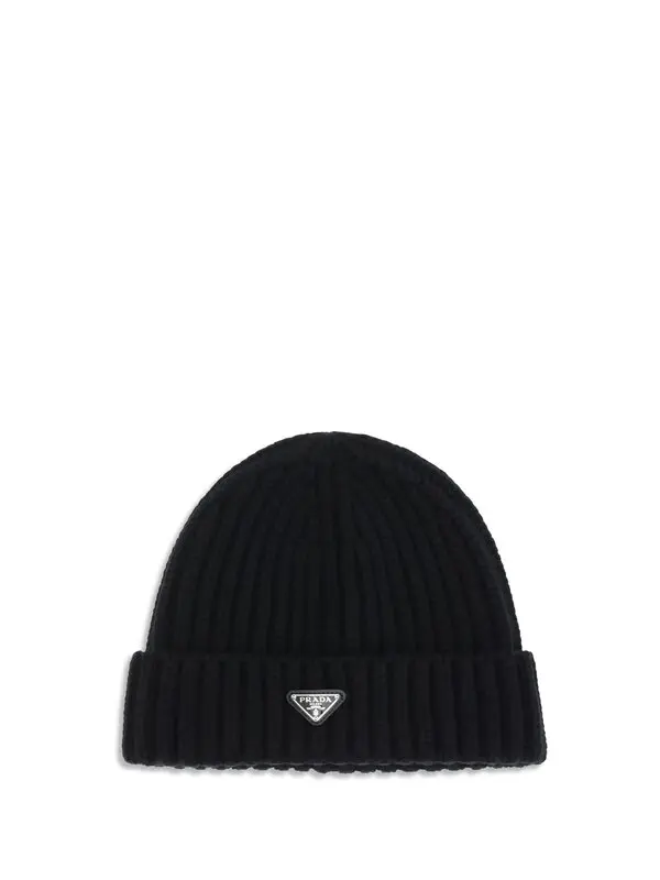 Prada Virgin Wool Beanie Hat - Black