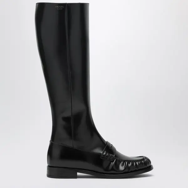 Prada Penny Boots In Glossy Leather