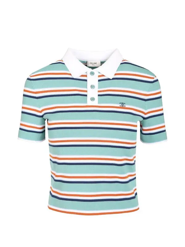 Celine Striped Cotton Polo Shirt