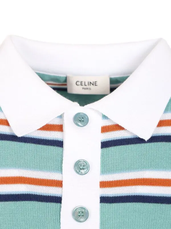 Celine Striped Cotton Polo Shirt