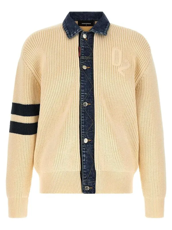 Dsquared2 Denim Mix Cardigan - Cream