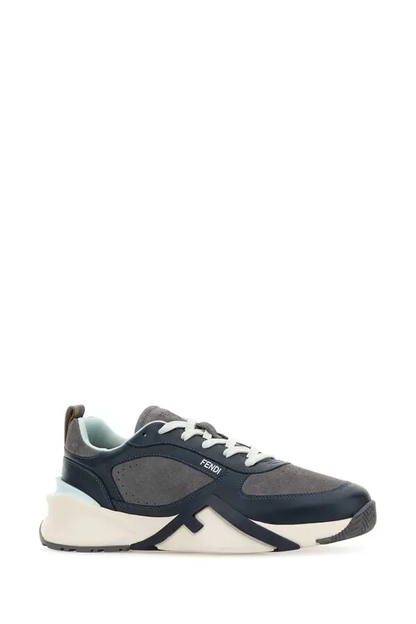 Fendi Leather And Suede Flow Sneakers - Multicolor