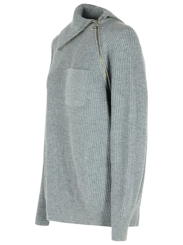 Sportmax Cashmere Blend Zip Sweater - Gray