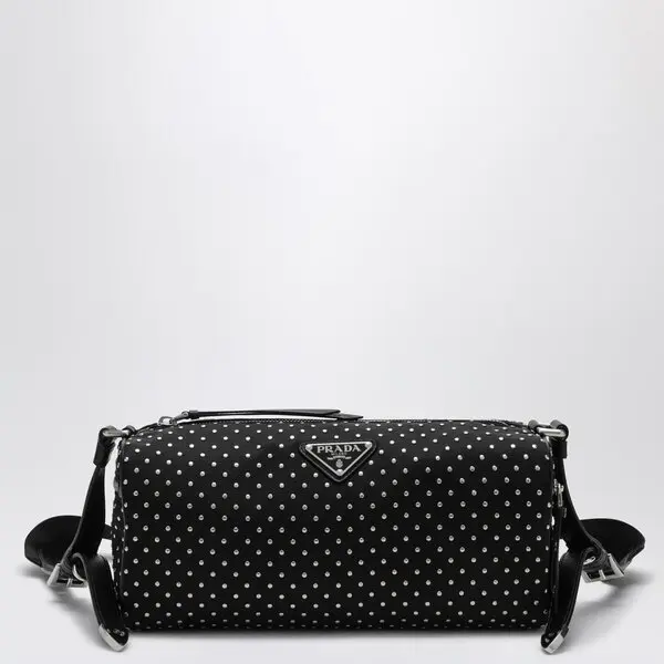 Prada Re-nylon Shoulder Bag With Studs - Black