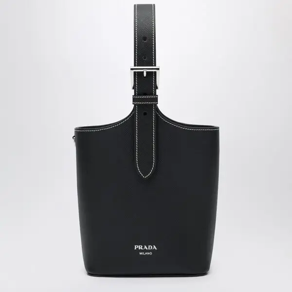 Prada Smooth Leather Bucket Bag - Black