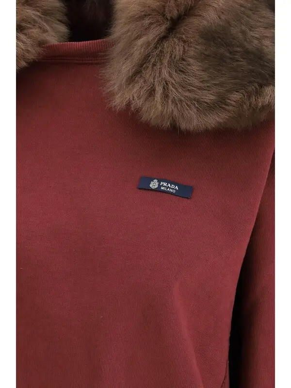 Prada Sweatshirt With A Shearling Collar