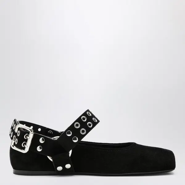 Alaïa Suede Flat Ballerina Biker - Black