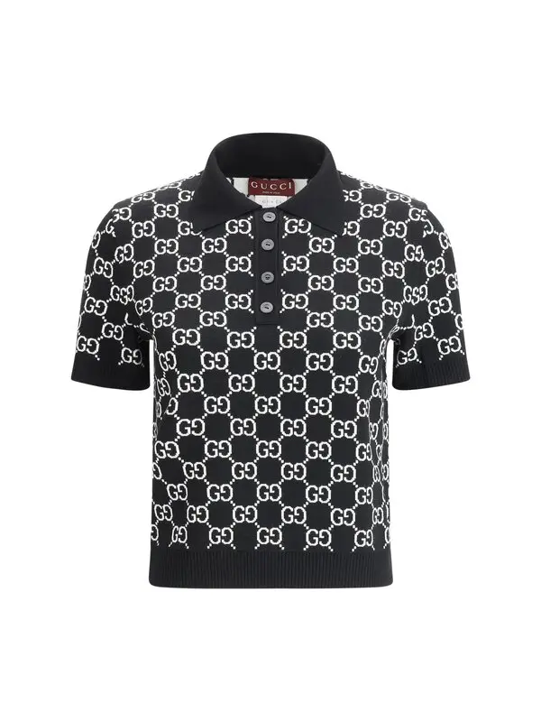 Gucci Gg Wool Jacquard Polo Top