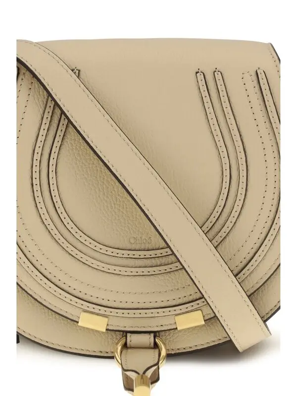 Chloé Small Marcie Leather Shoulder Bag - Cream