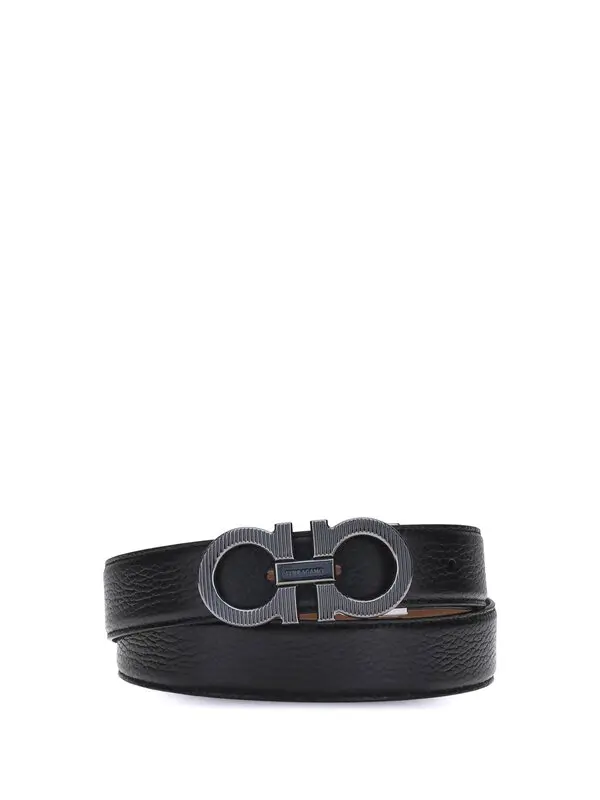 FERRAGAMO Gancini Reversible Belt - Black
