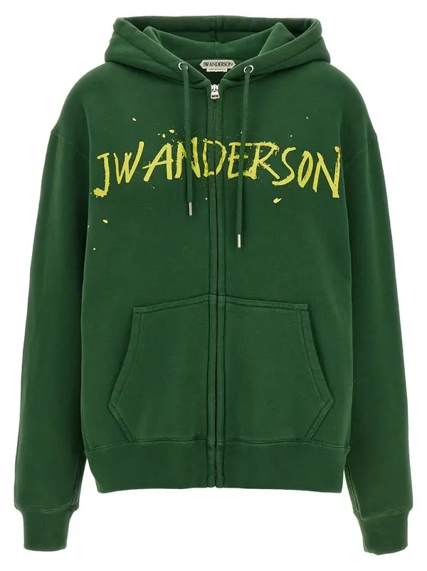 JW Anderson Printed Zip-up Hoodie - Green