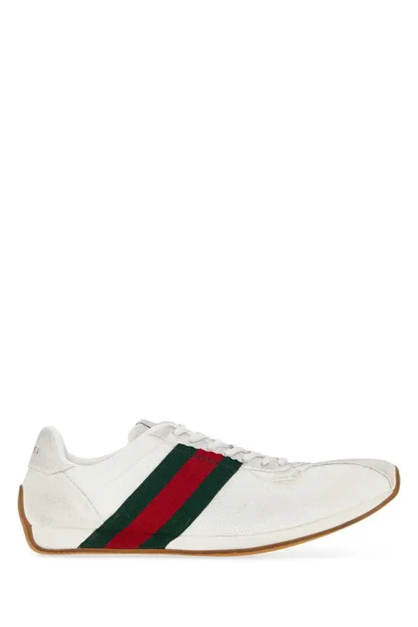 Gucci Mesh And Suede Tempo Sneakers - White