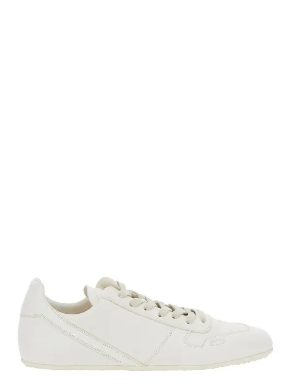 Rick Owens White Low Top Sneaker With Round Toe And Lace-up Closure In Leather For - Multicolor