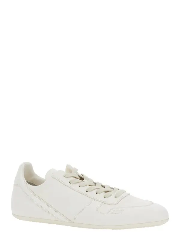 Rick Owens White Low Top Sneaker With Round Toe And Lace-up Closure In Leather For - Multicolor