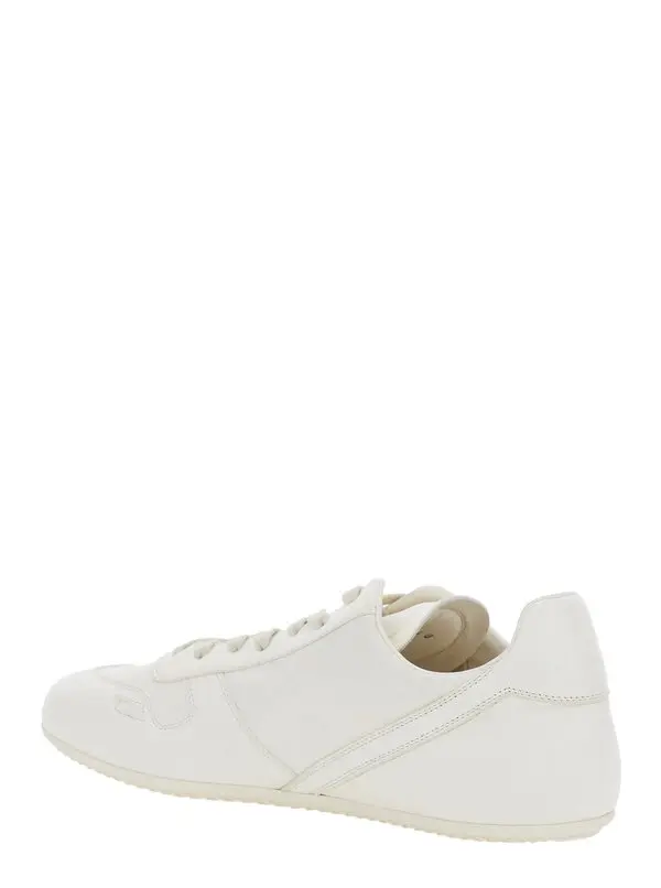 Rick Owens White Low Top Sneaker With Round Toe And Lace-up Closure In Leather For - Multicolor