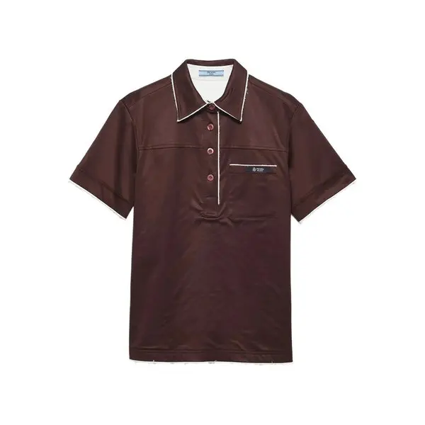 Prada Cotton Polo Top - Brown