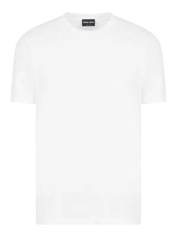 Giorgio Armani Crewneck Short Sleeved Sweater In Stretch Viscose Jersey - White