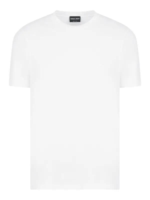 Giorgio Armani Crewneck Short Sleeved Sweater In Stretch Viscose Jersey - Snow