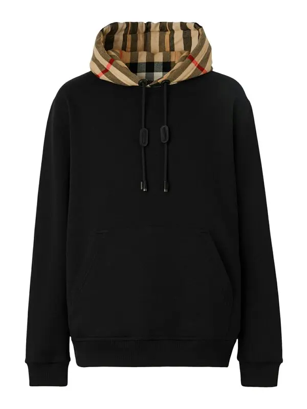 Burberry Check Hooded Cotton Sweatshirt