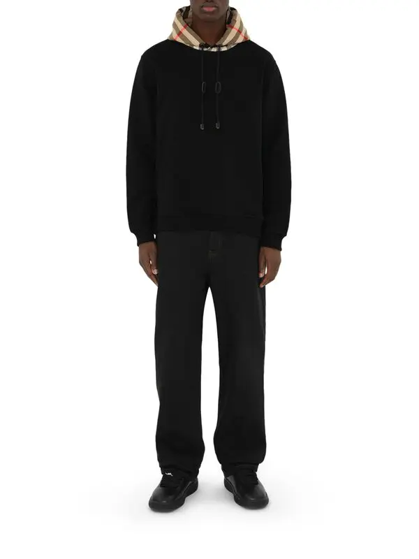 Burberry Check Hooded Cotton Sweatshirt