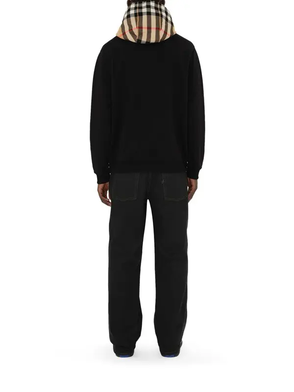 Burberry Check Hooded Cotton Sweatshirt