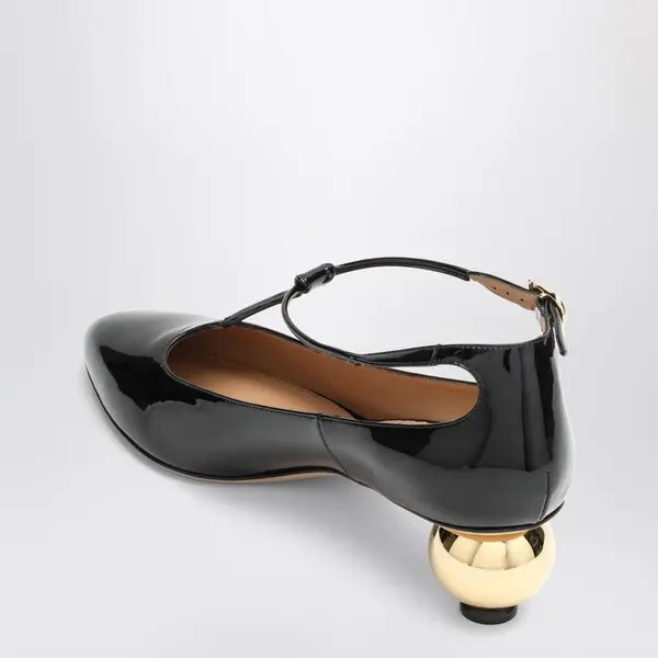 FERRAGAMO Patent T-strap Decollete - Black