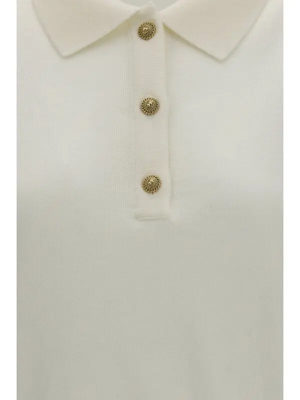 Balmain Wool Polo With Vintage Buttons