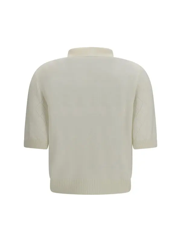 Balmain Wool Polo With Vintage Buttons - White