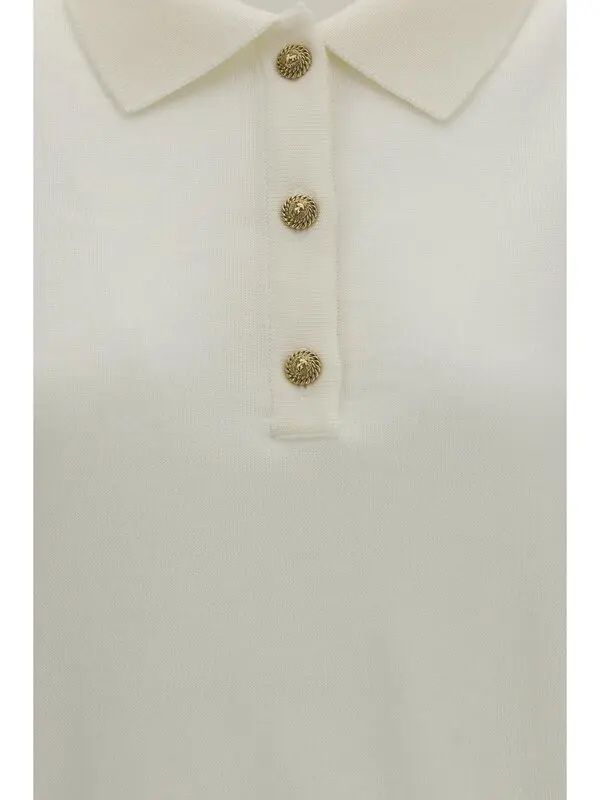 Balmain Wool Polo With Vintage Buttons - White