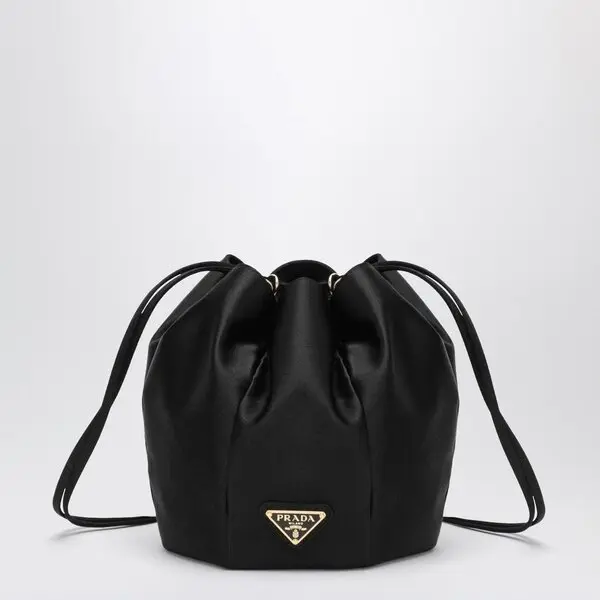 Prada Mini Satin Bucket Bag - Black