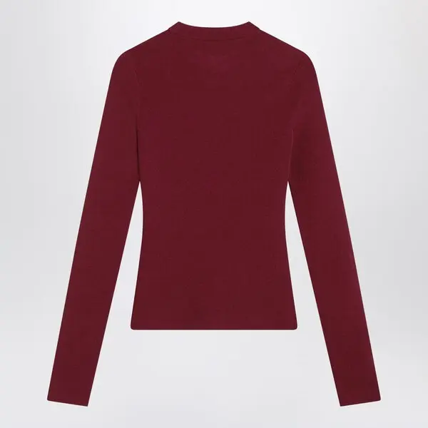 Balenciaga Ribbed Burgundy Nano Bb Sweater - Red