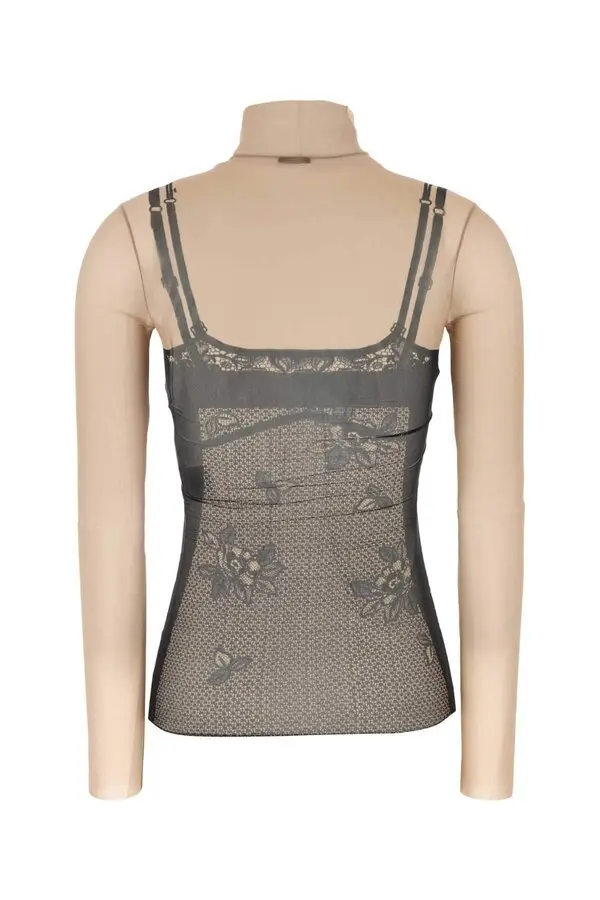 Balenciaga Printed Stretch Tulle Top