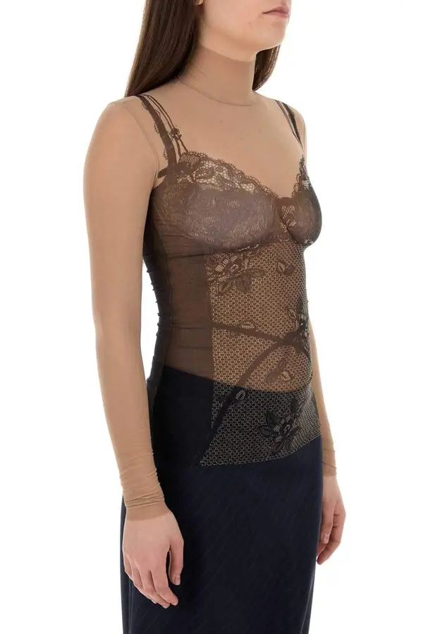 Balenciaga Printed Stretch Tulle Top