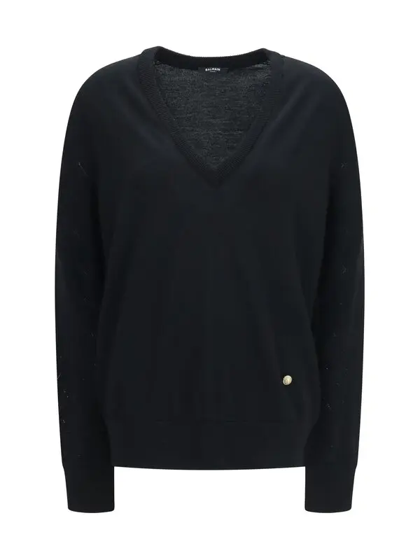 Balmain V-neck Sweater - Black
