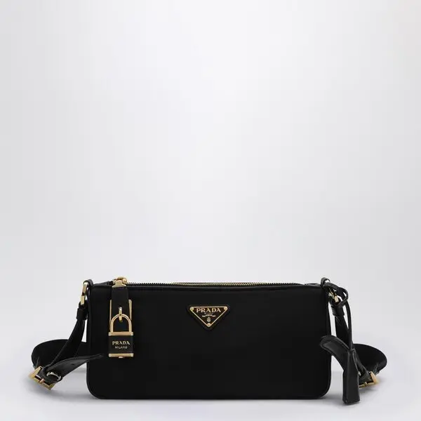 Prada Re-nylon And Leather Bag With Padlock - Black