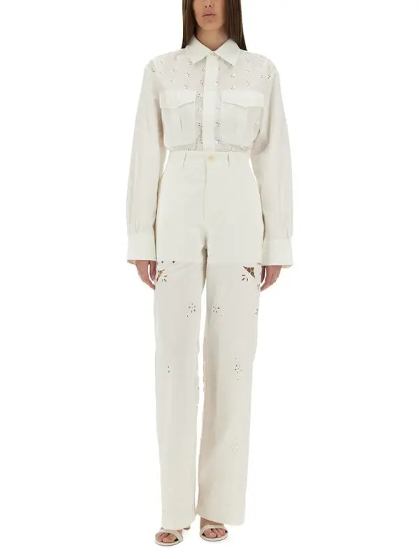 MARINE SERRE Upcycled Linen Shirt - White