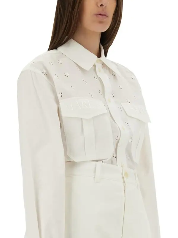 MARINE SERRE Upcycled Linen Shirt - White