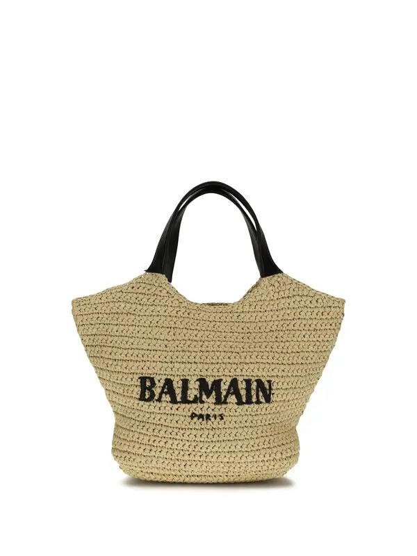 Balmain Mini Crochet Tote Bag - Cream