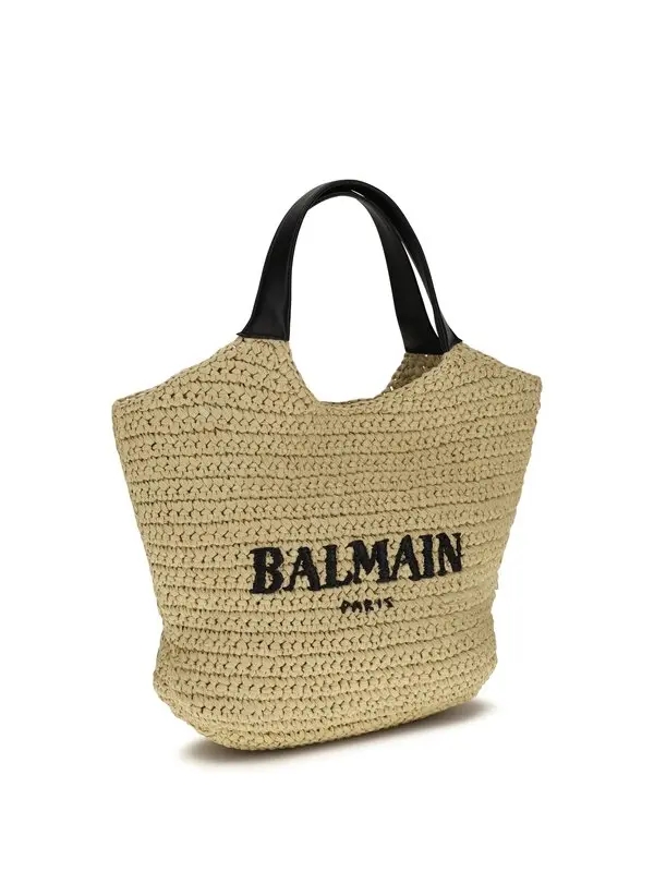 Balmain Mini Crochet Tote Bag - Cream