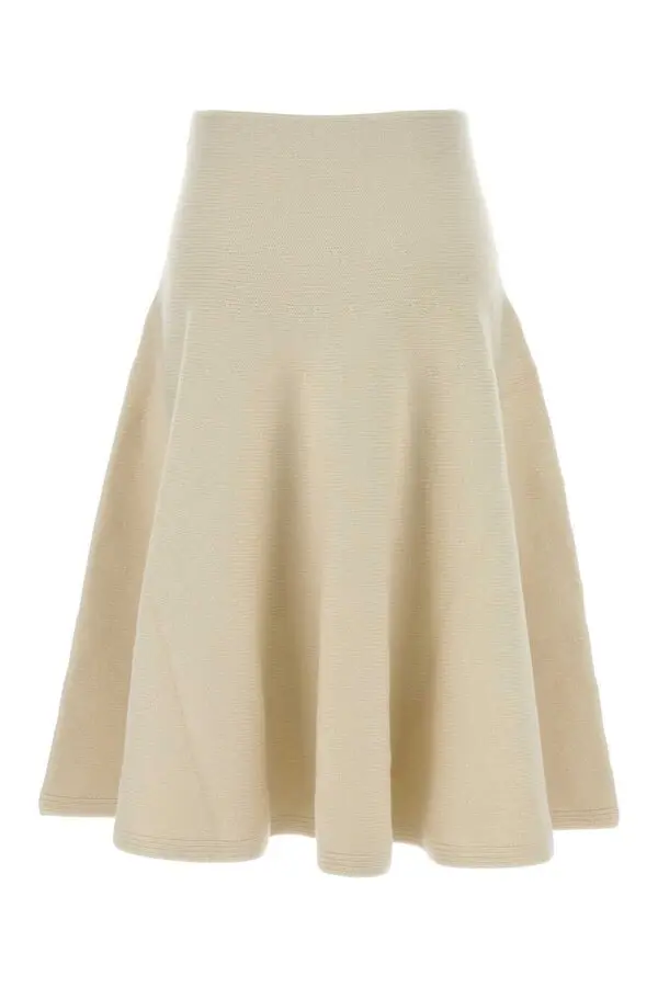Alaïa Ivory Stretch Cashmere Blend Skirt