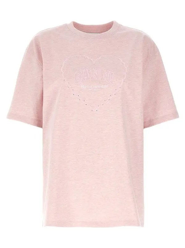 GANNI Heart T-shirt - Pink