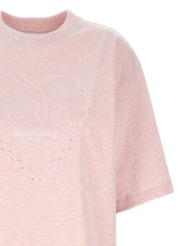 GANNI Heart T-shirt - Pink